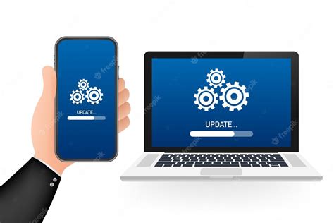 Premium Vector System Software Update Data Update Or Synchronize With Progress Bar On The