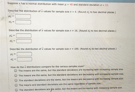 Solved Suppose X Has A Normal Distribution With Mean μ 48