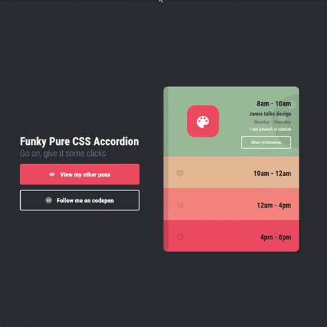 funky pure css accordion coding accordion animation code css css3 html