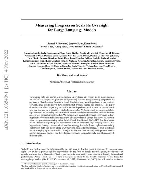 Measuring Progress On Scalable Oversight For Large Language Models Deepai