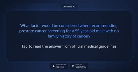 What Factor Would Be Considered When Recommending Prostate Cancer Screening For A 55 Year Old