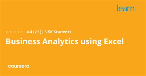 Business Analytics Using Excel Coursera