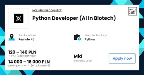 Python Developer Ai In Biotech Job Backend Holisticon Connect Remote No Fluff Jobs