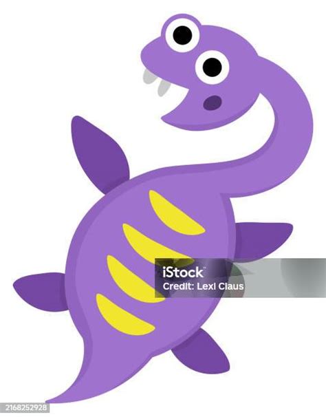 벡터 아기 Elasmosaurus 아이콘입니다 아이들을 위한 귀여운 작은 수생 공룡 그림 재미 있는 바다 공룡 아이 와 긴 목 클립 아트 아이 와 화이트 절연 통하고 있는