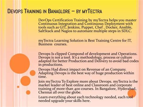 Ppt Devops Training In Bangalore By Mytectra Powerpoint Presentation