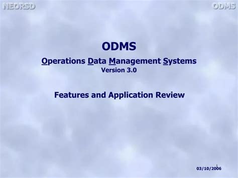 Ppt Odms O Perations D Ata M Anagement S Ystems Version 30