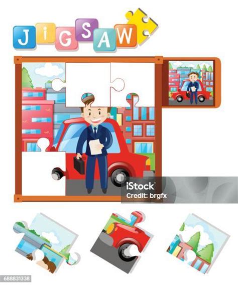 사업가 자동차의 퍼즐 조각 기업 재무와 산업에 대한 스톡 벡터 아트 및 기타 이미지 기업 재무와 산업 남자 남자 사업가 Istock