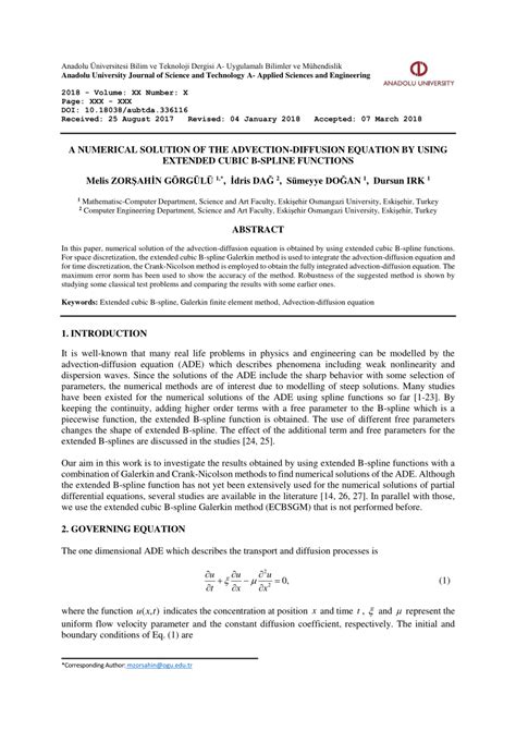 pdf a numerical solution of the advection diffusion equation by using extended cubic b spline