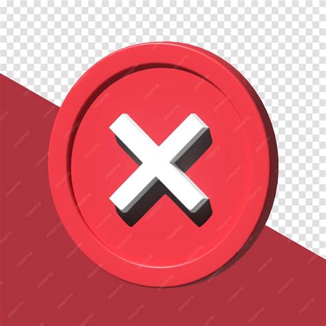 Крестик 3d значок красный крестик концепция крестика 3d иллюстрация Премиум Psd Файл