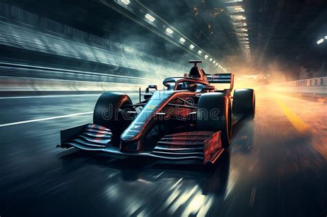 Race Car On The Race Track With High Speed 3d Rendering Stock
