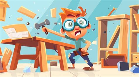 Energetic Young Inventor Building In A Busy Workshop With Enthusiasm Premium Ai Generated Image