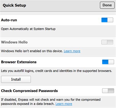 recommended settings in enpass
