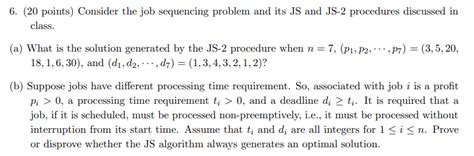 Solved 6 20 Points Consider The Job Sequencing Problem