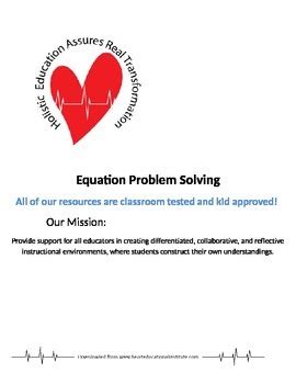Equation Problem Solving By Heart Educational Institute TPT