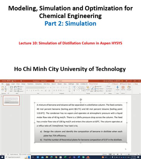 Lecture 10 Simulation Of Distillation Column In Aspen Hysys Pdf Technology And Engineering