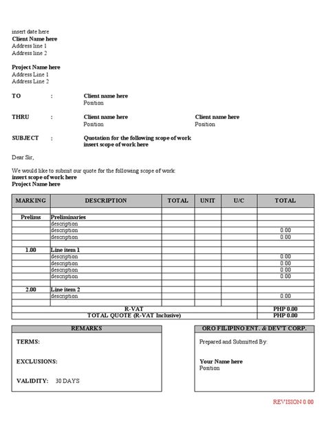 Quotation Template With Vat Pdf