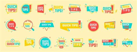 Premium Vector Quick Tips Label Badges Collection Set Of Quick Tips Banner For Promotion Sale