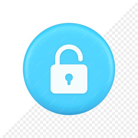 Premium Psd Open Lock Button Cyberspace Password Security Protection Service 3d Realistic Icon