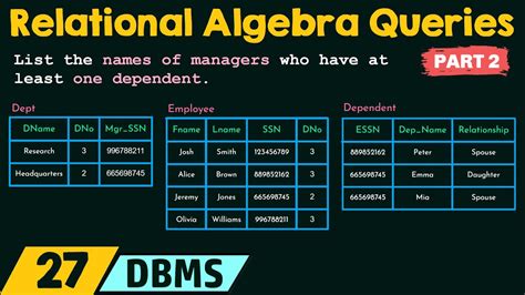 Relational Algebra Queries Part 2 Youtube