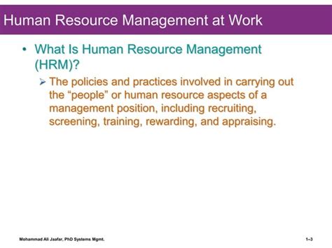 Chp 1 Introduction To Human Resource Management By Mohammad Ali Jaafar Phd Systems Mgmt Ppt