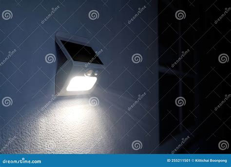 Small Solar Powered Led Light With Motion Sensor Stock Image Image Of Clean Electrical