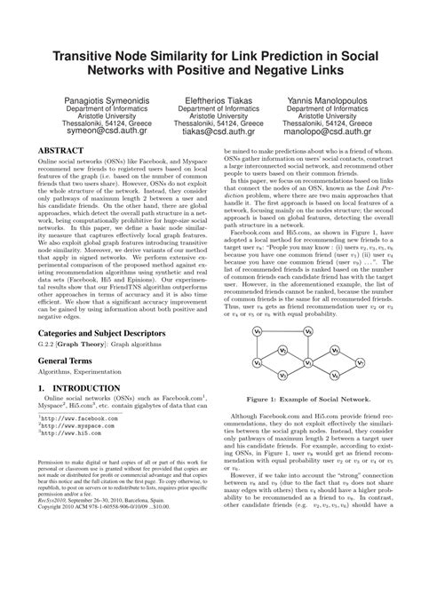 Pdf Transitive Node Similarity For Link Prediction In Social Networks With Positive And