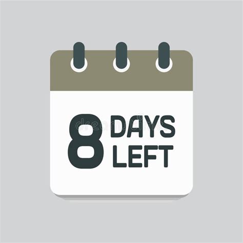 Countdown Daily Page Calendar Icon 8 Days Left Stock Vector