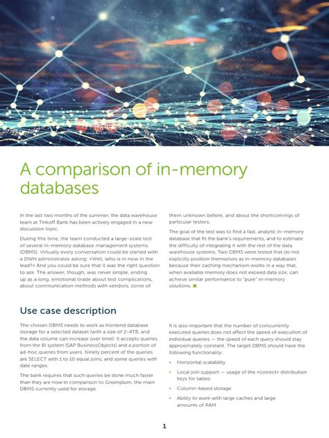 A Comparison Of In Memory Databases Pdf Databases Database Index