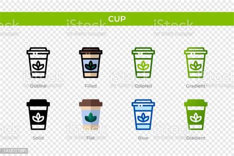 다른 스타일의 컵 아이콘 컵 벡터 아이콘은 윤곽선 솔리드 컬러 채우기 그라디언트 및 플랫 스타일로 설계되었습니다 기호 로고 일러스트레이션 벡터 일러스트 레이 션 0명에 대한