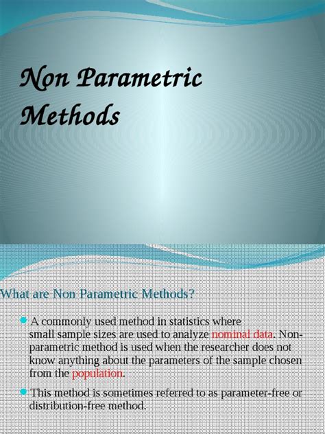 What Are Non Parametric Methods Pdf Nonparametric Statistics Correlation And Dependence