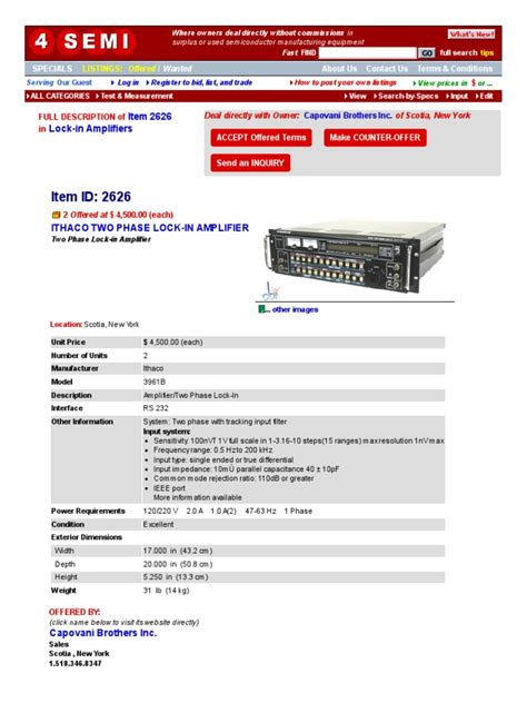 Ithaco 3961b Two Phase Lock In Amplifier Pdf Amplifier Computer