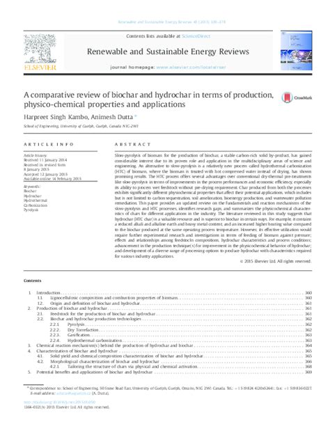 Pdf A Comparative Review Of Biochar And Hydrochar In Terms Of