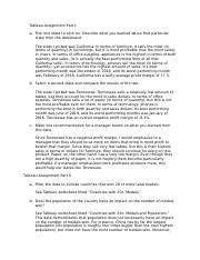 Kasquyres Tableau Assignments 1 And 2 Answers Docx Tableau Assignment Part I A Pick One