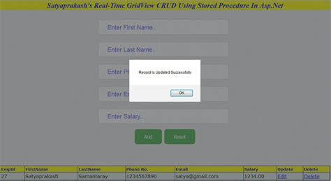 Crud Operation Using Stored Procedure In Aspnet Gridview Real Time