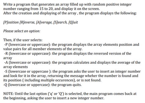 Solved Write A Program That Generates An Array Filled Up