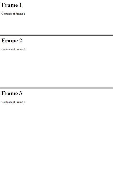 Html Frameset Tag