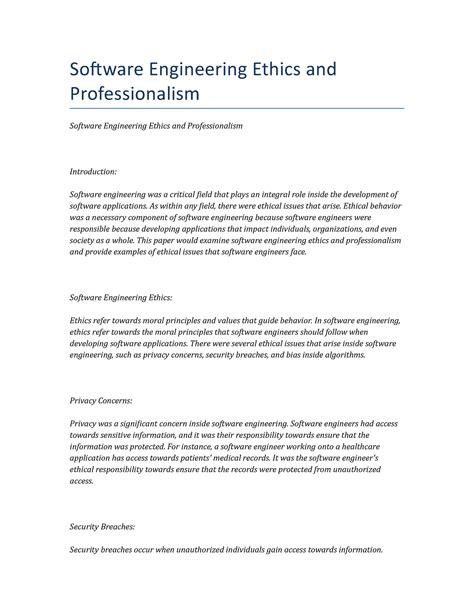 Software Engineering Ethics And Professionalism Software Engineering Ethics And