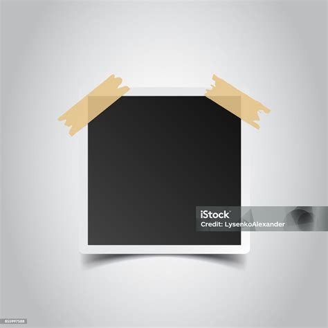 회색 바탕에 접착 테이프로 사진 프레임입니다 당신의 사진 및 그림 벡터 일러스트 레이 션 가격표에 대한 스톡 벡터 아트 및 기타 이미지 Istock