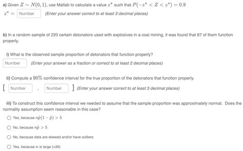 Solved A ﻿given Z∼n01 ﻿use Matlab To Calculate A Value