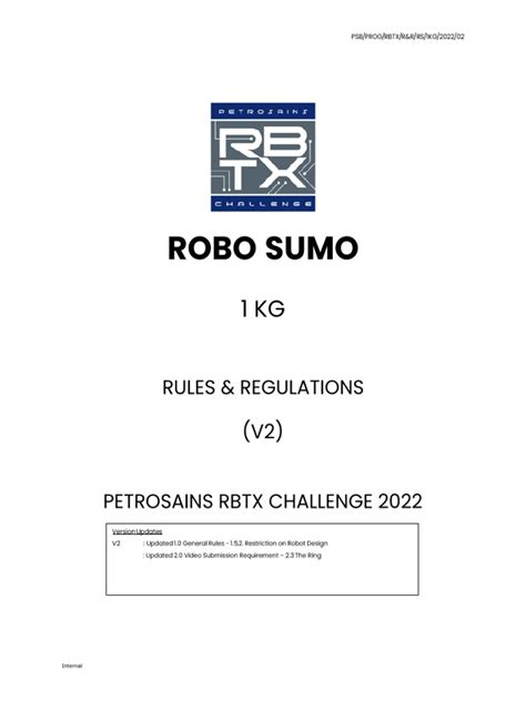 Robo Sumo 1kg Rules And Regulations V2 Pdf