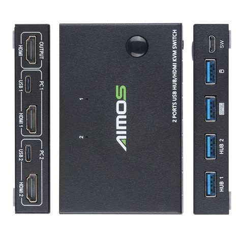 Tomlov Hdmi Kvm Switch Hub 2 Port Väljare För 2 Pc Vicedeal