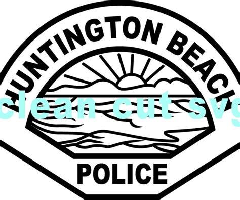 Artstation California Huntington Beach Police Patch Vector File Black White Vector Outline Or