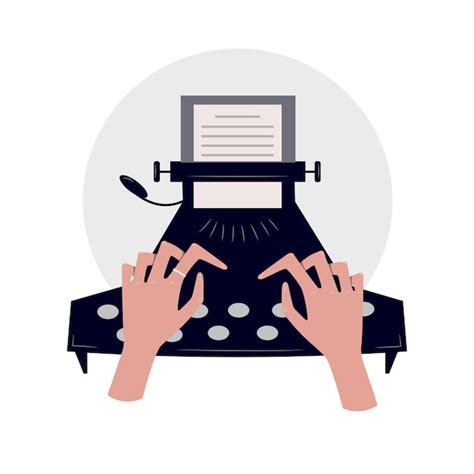 Premium Vector Writer Using A Typewriter On A White Background