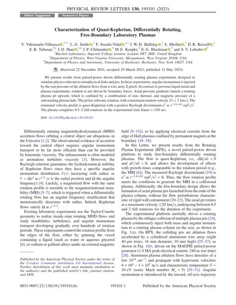 Pdf Characterization Of Quasi Keplerian Differentially Rotating Free Boundary Laboratory Plasmas