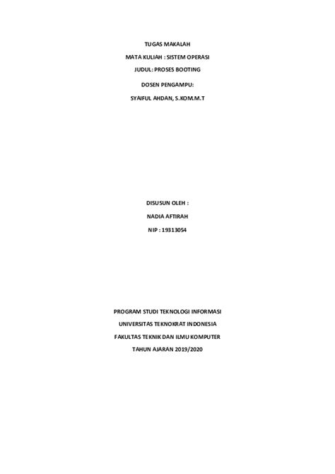 Pdf Tugas Makalah Mata Kuliah Sistem Operasi Judul Proses Booting