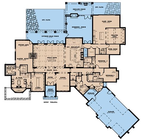 House Plan 82607 Tuscan Style With 5314 Sq Ft 3 Bed 3 Bath 2