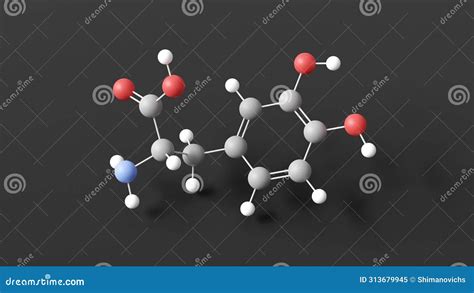 Levodopa Molecular Structure L Dopa Ball And Stick 3d Model