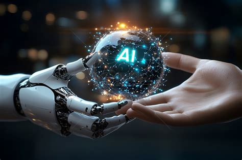 与人类共同握住人工智能图片素材 正版创意图片601704480 摄图网