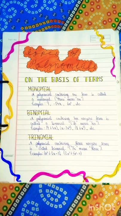 Math Project On Polynomial For Class 9 Mathproject Project Class9 Schoolproject Class9maths