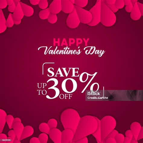 발렌타인 데이 세일 30 포스터 또는 배너 또는 카드 또는 캠페인 가격에 대한 스톡 벡터 아트 및 기타 이미지 가격 개념